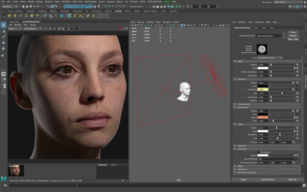 Skin Shading Using Standard Surface in Arnold 5